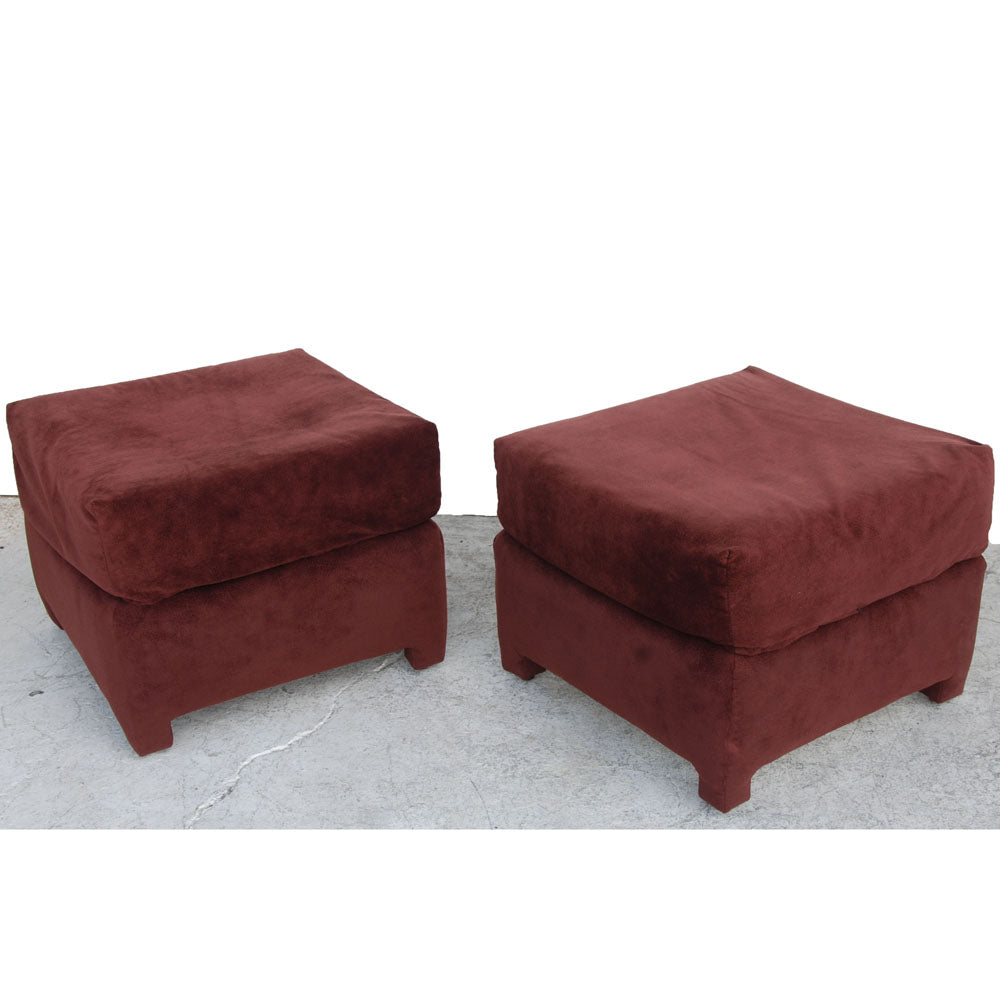 Microsuede Maroon Ottoman – Metro Retro Furniture